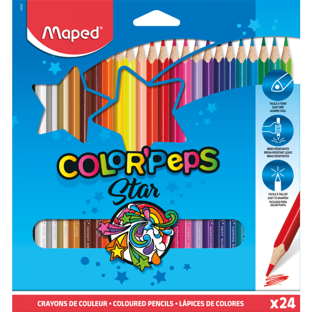 MAPED Colour Pencils Star Triangular 24s- Maped Helix SA