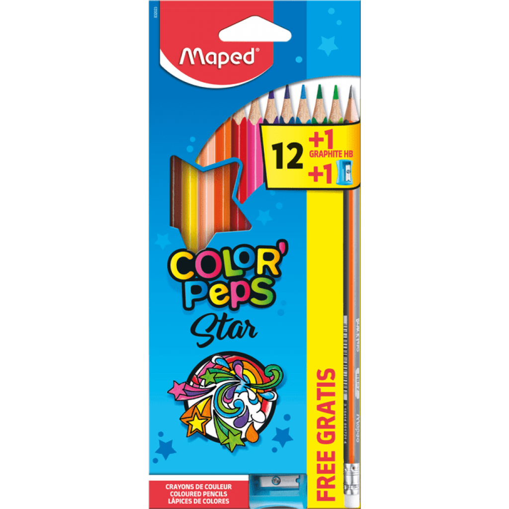 MAPED Colour Pencils Star Triangular 12s +Graphite Pencil