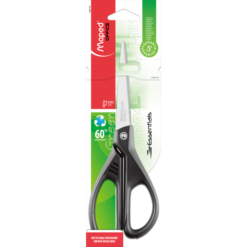 MAPED Scissors 21cm Essential Green Black Handle - Maped Helix SA