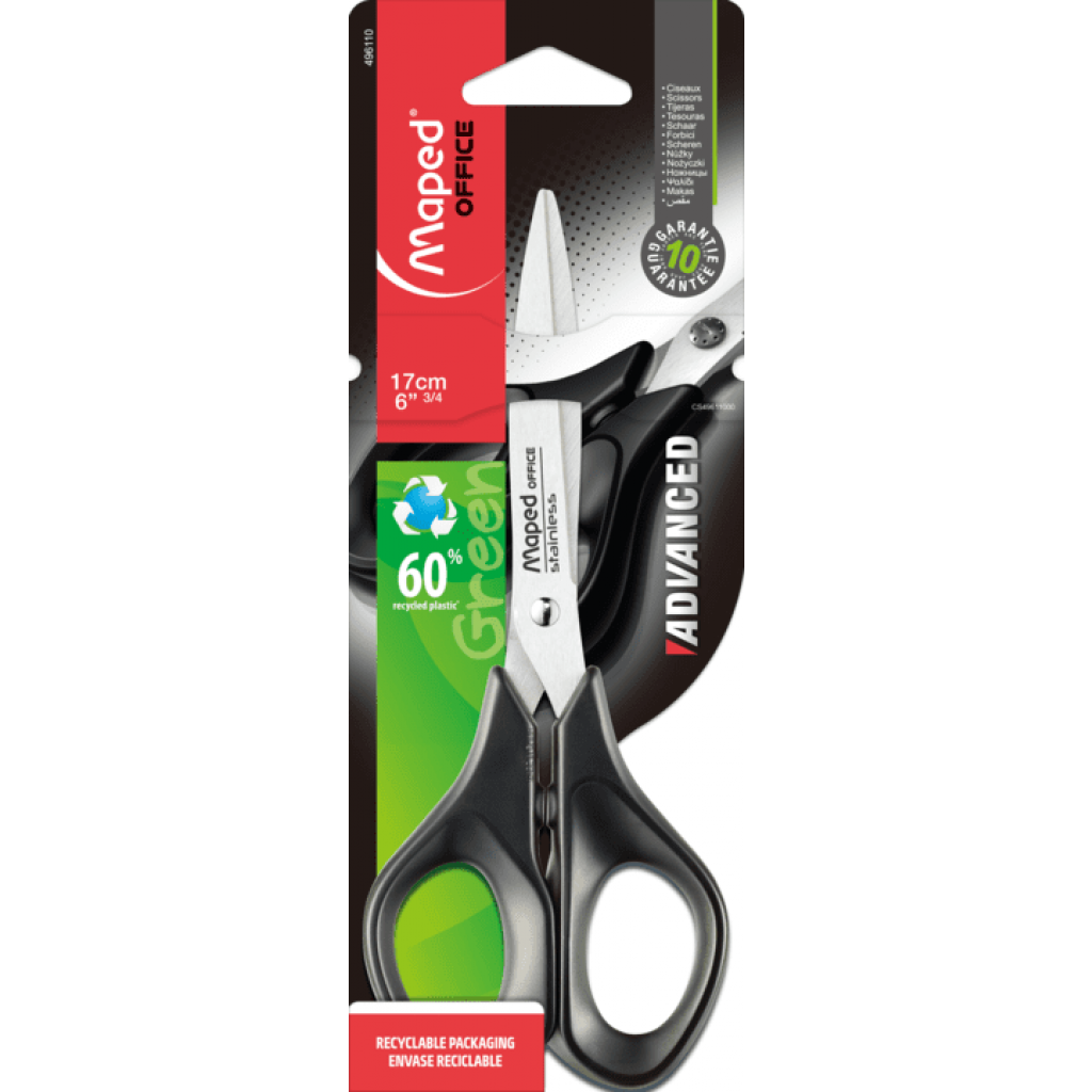 MAPED Scissors 17cm Advanced Green Black Handle - Maped Helix SA