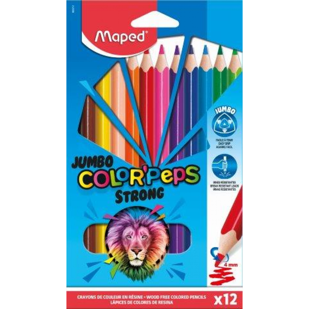 MAPED Colour Pencils Strong Triangular Jumbo 0% Wood 12’s - Maped Helix SA